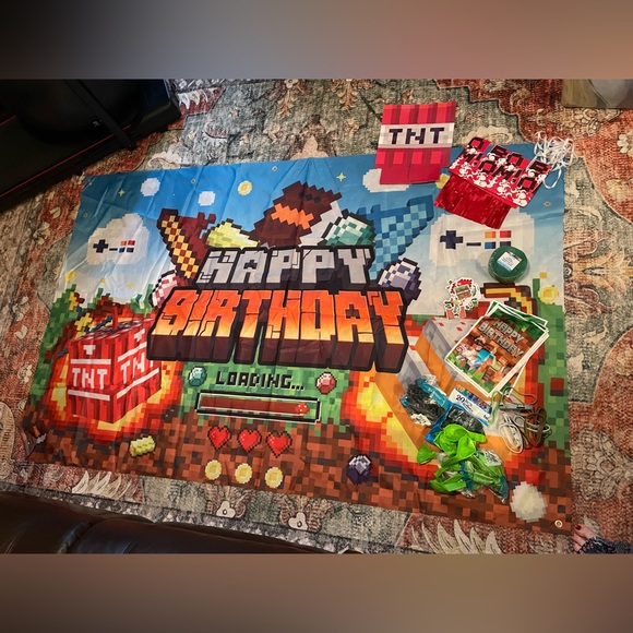 Minecraft | Other | Minecraft Birthday Party Backdrop And Party ...